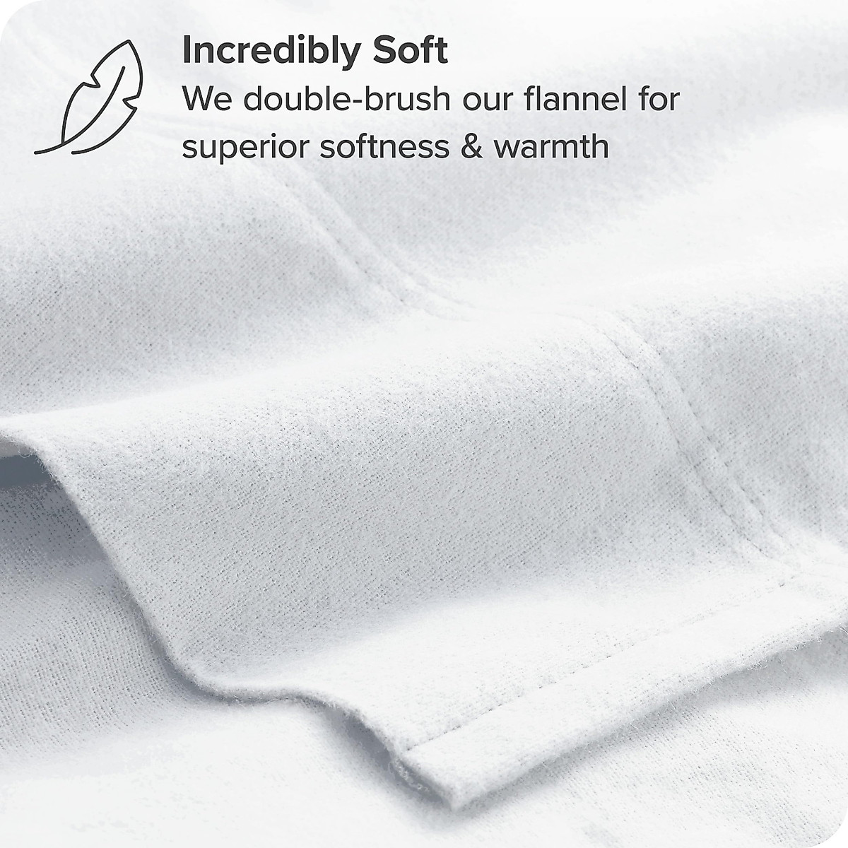 Bare Home Flannel Sheet Set 100% Cotton, Velvety Soft Heavyweight - Double Brushed Flannel - Deep Pocket (Queen, White)