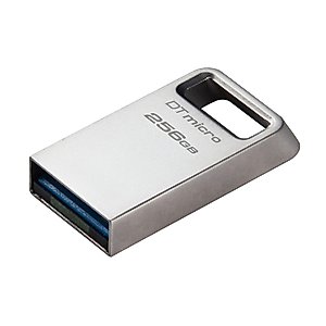 Kingston DataTraveler Micro 256GB USB Flash Drive | Ultra-Small Premium Metal Design | USB 3.2 Gen 1 | Speeds up to 200MB/s | DTMC3G2/256GB,Silver