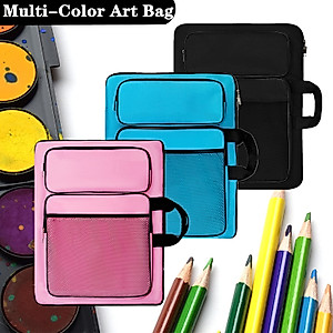 TreochtFUN Art Portfolio Kids Artwork,Art Bag15 X 18 For Child Artwork 8K Organizer,A3 portfolio Case For Carrying Artwork With Tote And Backpack (Black)