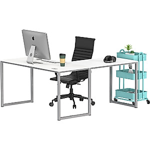 SHW Mission 55 x 60 Inches L-Shape Home Office Computer Desk, White