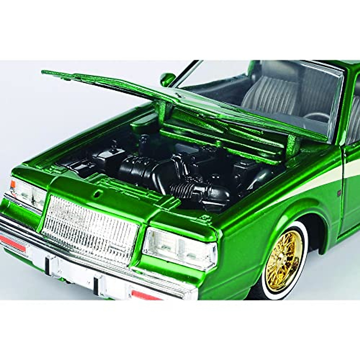 1987 Regal 3.8 SFI Turbo Green Metallic and Cream with Graphics Get Low Series 1/24 Diecast Model Car by Motormax 79023
