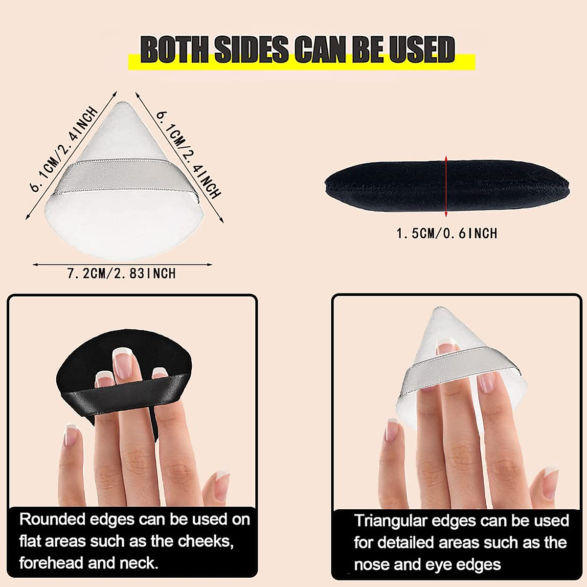 6 Pieces Powder Puff Face Makeup Puffs Powder Puffs for Face Powder Triangle Wedge Shape Soft Velour Powders Puffs for Loose Mineral Powder Body Powder Cosmetic Foundation Wet Dry Beauty Makeup Tool.