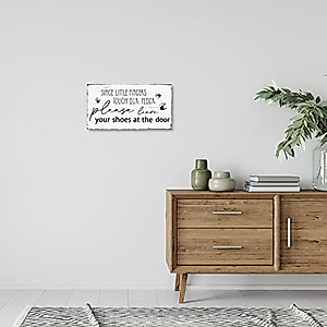 Please Remove Your Shoes Sign: Take off Shoes Sign Funny Entryway Decor - Since Little Fingers Touch Our Floor Please Leave Your Shoes at the Door Canvas Print Home Decoration 15" x 8"
