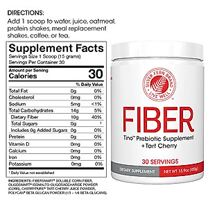 Tino High Fiber Supplement Powder - Non-GMO, Pre-Biotic, Water Soluble, Digestive Friendly, Powdered Mix - Add to Water, Juice, Shakes, Cereal & More (2 Canisters - 15.9 Oz. ea.)