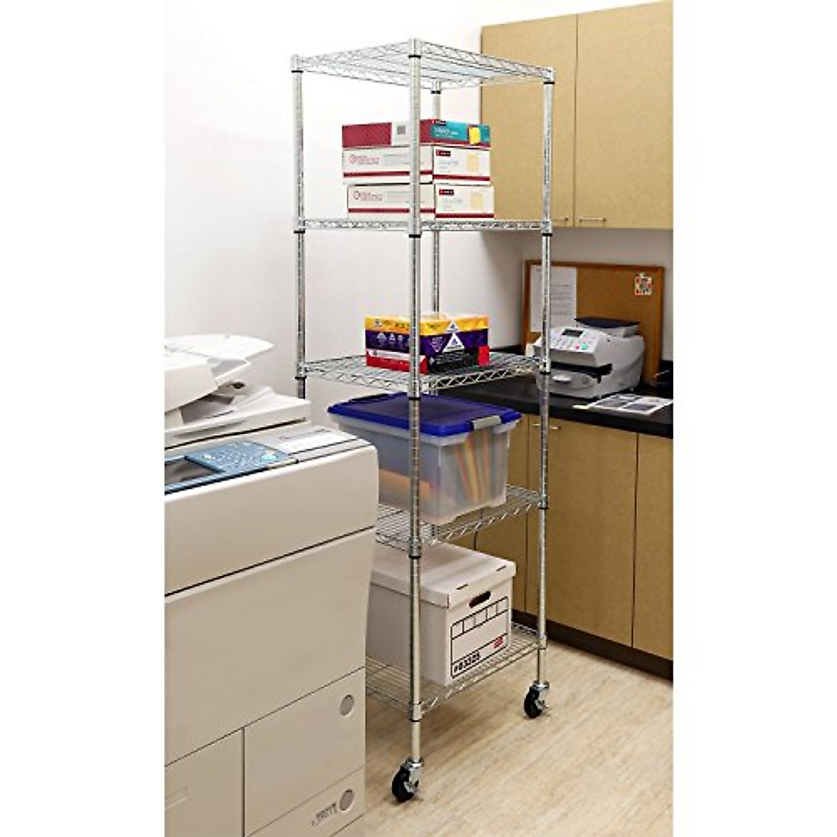 Seville Classics UltraDurable Commercial-Grade 5-Tier NSF-Certified Steel Wire Shelving with Wheels, 24" W x 18" D x 72" H, UltraZinc