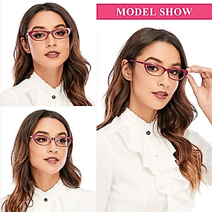 AQWANO Computer Reading Glasses Designer Blue Light Blocking Cat Eye Eyeglasses Readers Anti UV400 Digital Eyestrain for Women, 1.5