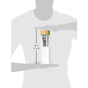 Pinky Up Blair Loose Leaf Tea Travel Infuser Mug, Double-Walled Glass and Stainless Steel with Bamboo Lid, 16 oz, Clear