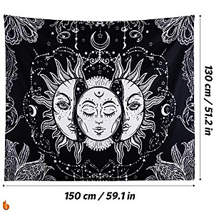 Urbanstrive Not Fade Machine Washable Mandala Tapestry Wall Hanging Trippy Hippie Bohemian Psychedelic Wall Tapestry for Bedroom Living Room, Blue White, Small (28.7x37.4 Inches)(73x95 cm)
