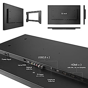 Soulaca 32 inches Smart Mirror Bathroom LED TV Waterproof Vanishing Television IP65 4K ATSC Built-in WiFi Alexa webOS Wall Mounted 2023 Model