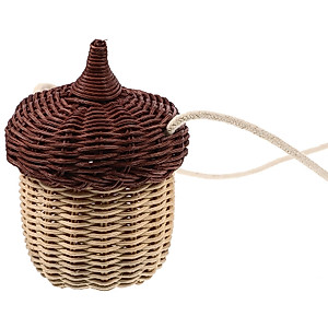 1Pc Rattan Woven Basket Bags Acorn Shaped Basket Wicker Straw Purse Rattan Bag Handwoven Crossbody Bag Mushroom Basket Wicker Basket for Girls Women