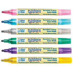 Baker Ross AT520 Paint Markers - Pack of 6, Acrylic Glitter Marker Set, Art and Craft Supplies