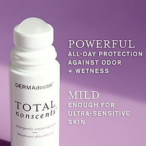DERMAdoctor Total NonScents Ultra-Gentle Antiperspirant Sensitive Skin. Unscented, Clinical Strength Antiperspirant for Men & Women; Hypoallergenic Roll On Deodorant - 3 oz
