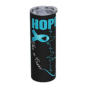 LIICHEES Hope For A Cure Ovarian Cancer Awareness Stainless Steel Vacuum Insulated Tumbler 20oz Coffee Cups Travel Mug Water Cup with Leak-Proof Flip Lid Metal Straw Cleaning Brush