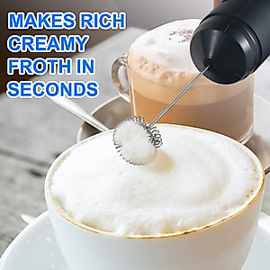 YIMICE Milk Frother for Coffee, Handheld Foam Maker for Lattes, Cappuccino, Frappe, Black