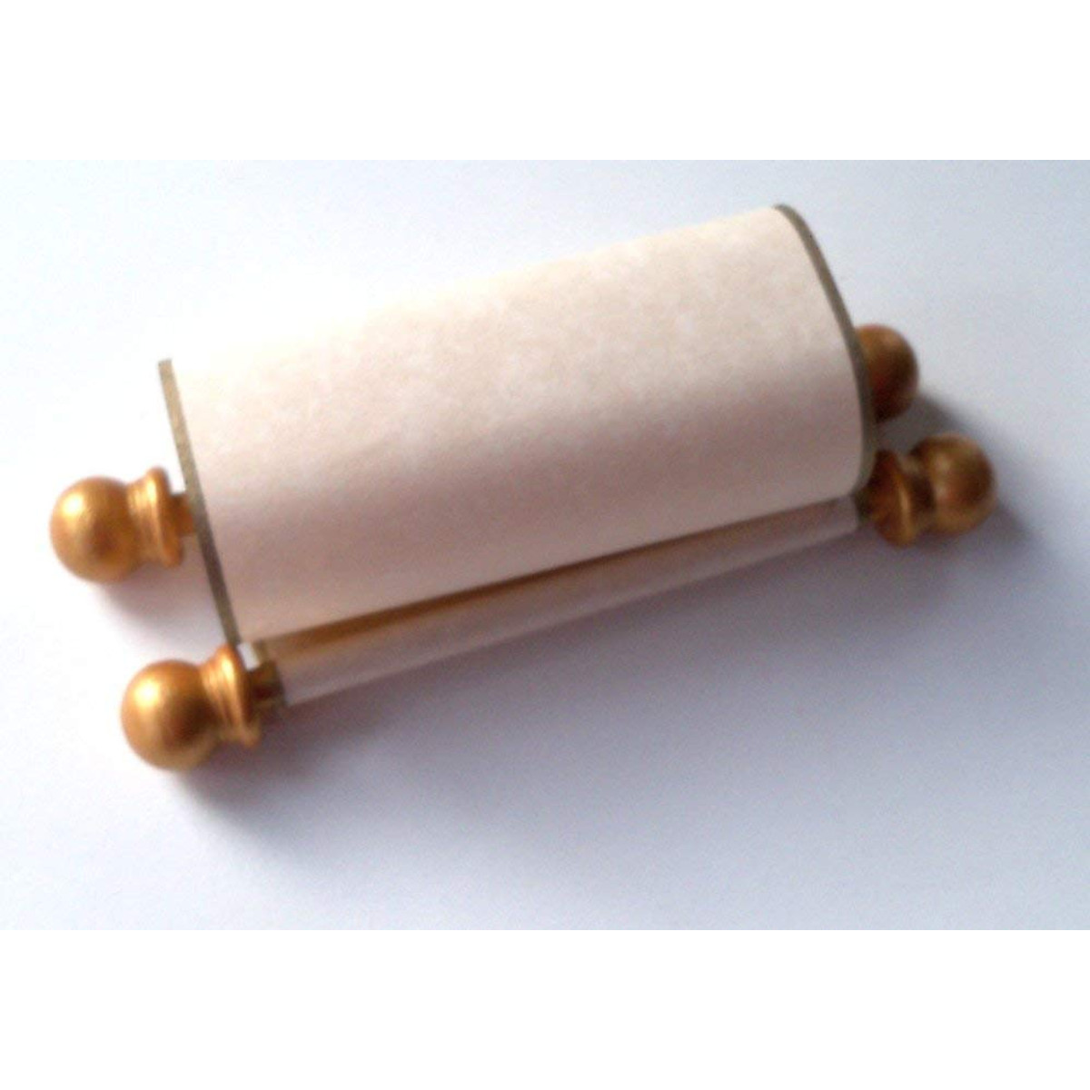 Blank scroll with box on aged parchment, 5" wide paper, gold accents