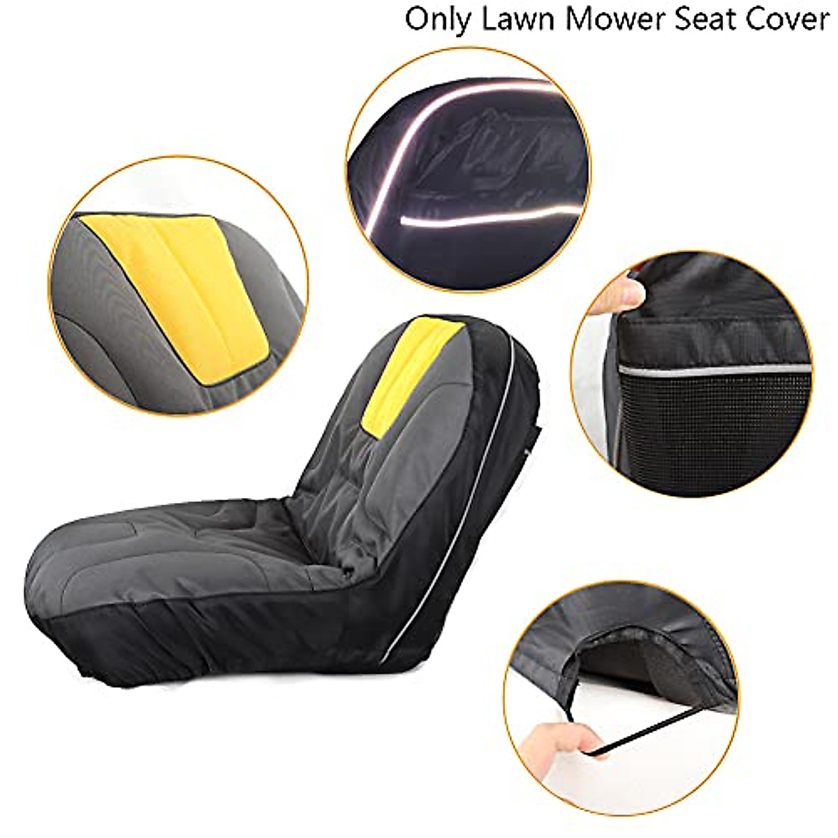 EMVANV Lawn Mower Seat Cover, Garden Protective Case Seat Cover, Heavy Duty Elastic Band Lawn Mower Anti Slip Seat Cover, Waterproof Tractor Seat Cover for Riding Lawn Mower(Grey)