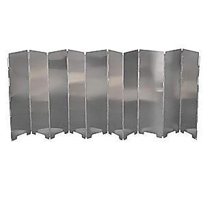 Folding Stove Windscreen - 10 Panels Wind Shield Aluminium Alloy Windshield Camp Stove Wind Screen for Stove in Camping, Hiking, Backpacking, Picnicking or in Backyard (Silver)