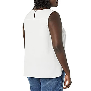 Amazon Essentials Women's Regular-Fit Sleeveless Layering Tank Top Crew Neck, Ivory, Large