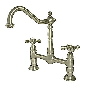Kingston Brass KS1178AX Heritage 8-Inch Kitchen Faucet Without Sprayer, Brushed Nickel, 13 x 8 x 2.13