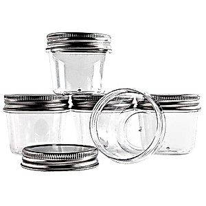 novelinks 4 Ounce Clear Plastic Jars Containers With Screw On Lids - Refillable Round Empty Plastic Slime Storage Containers for Kitchen & Household Storage - BPA Free (20 Pack)