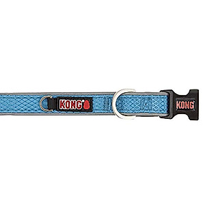 KONG Reflective Premium Neoprene Padded Dog Collar Offered by Barker Brands Inc. (Medium, Blue)