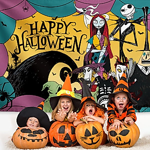 Halloween Decorations Christmas Nightmare Before Backdrop Jack Sally Gothic Banner Day of The Dead Halloween Decorations for Home Party