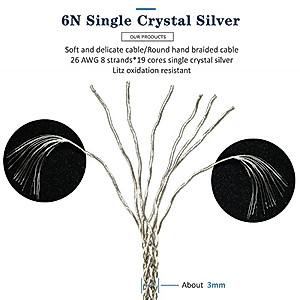 GUCraftsman 3.5mm Stereo Male to 4.4mm Balanced Female Portable Headphone Adapter Cable 6N Single Crystal Silver Headphone Jack Convert Cable for Audio Players with 3.5mm Ports