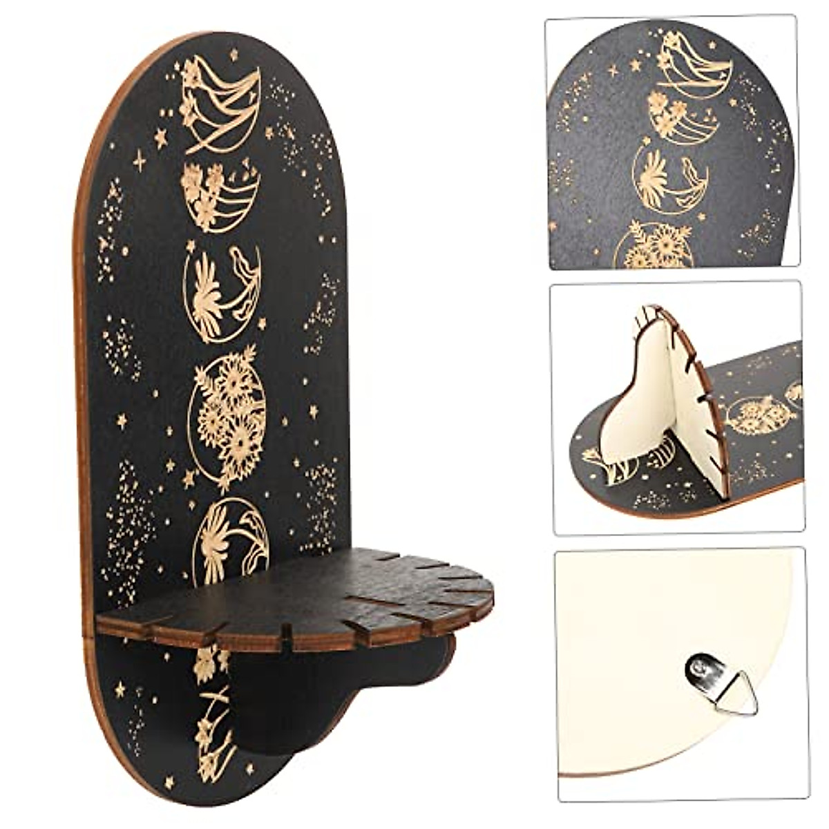 Amosfun 4 pcs Oil Supplies Bed Divination Wiccan Decorative Mount Room Decoration Phrase for Stone Crystals Stones Altar Phase Organizer Gems Wall Delicate Rustic Living Shelf Shelves