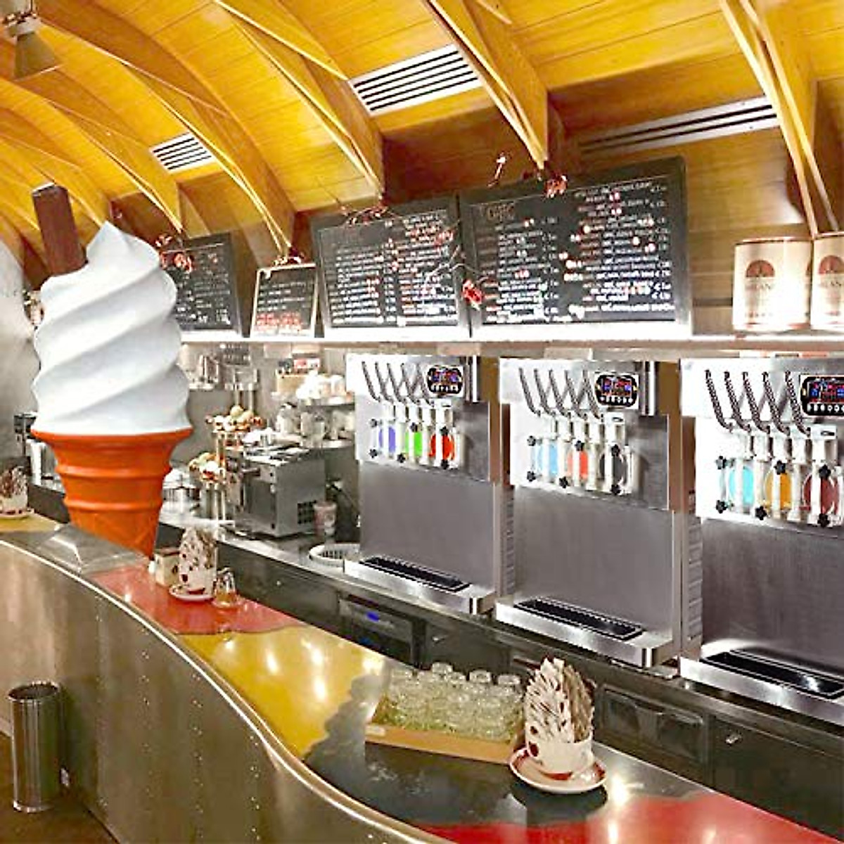 Kolice Commercial Desktop 5 Flavors Soft Serve Ice Cream Machine, Gelato Ice Cream Maker-ETL, 5 Different Discharge Nozzles, Upper Tanks Refrigerated, Transparent Dispenser Set