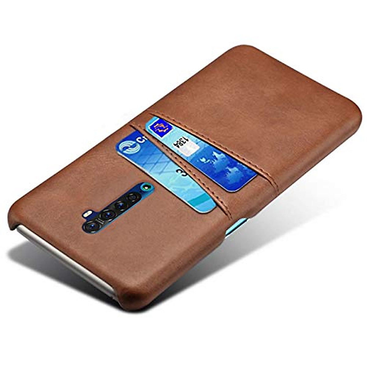 HualuBro Oppo Reno 2 Case, Premium PU Leather Ultra Slim Shockproof Back Bumper Phone Case Cover with Card Slot Holder for Oppo Reno 2 / Reno2 Phone Case (Brown)