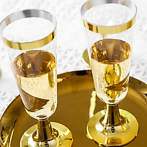 PRETYZOOM Wedding Glasses Champagne Glasses Plastic Disposable Cocktail Goblet 160ML Wine Cups Party Drink Cups for Wedding Bar Restaurant Party Banquet 10pcs (Golden) Disposable Glasses