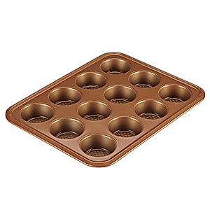 Ayesha Curry Nonstick Bakeware Nonstick 12-Cup Muffin Tin / Nonstick 12-Cup Cupcake Tin - 12 Cup, Brown