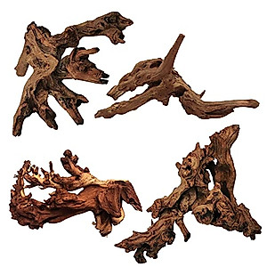 Tfwadmx Aquarium Driftwood Decorations Natural Wood Branches 6.5-12" Fish Tank Decor Assorted Size Trunk Reptile Habitat Terrarium Ornament(4 Pcs)