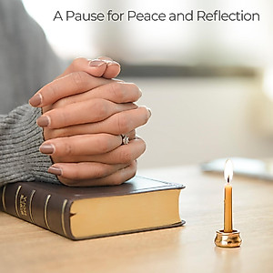 Mindful Meditation Candle Set with Mini Taper Candles - Prayer Candles with Taper Candle Holder, Relaxation Gifts for Women Stress, Serenity Prayer Gifts - 12 Beeswax Mini Yellow Candles with Holder