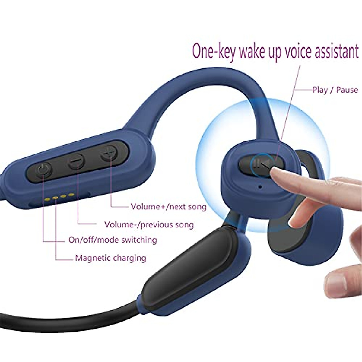 IP68 Underwater Waterproof Swimming Headset Bone Conduction Earphone with MP3 and Bluetooth for Swimmers Open-Ear Elastic Band (Black)