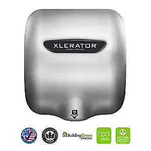 XLERATOR XL-SBX Automatic High Speed Hand Dryer with Brushed Stainless Steel Cover and 1.1 Noise Reduction Nozzle, 5.5 A, 277 V