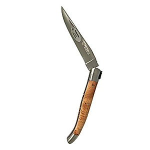 Laguiole en Aubrac Handmade Luxury Double Plates Folding Pocket Knife, 4.8-in (12cm), Juniper Handle, Hand Forged Special Crafting Bee #7, Stainless Steel Bolsters