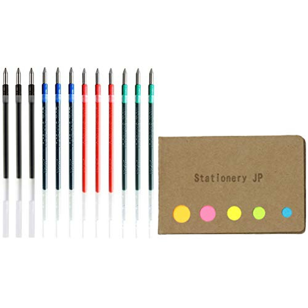 SXR-80-07 Refills for Jetstreem Ballpoint Pen, 0.7mm, 4 Colors, 12-Pack, Sticky Notes Value Set