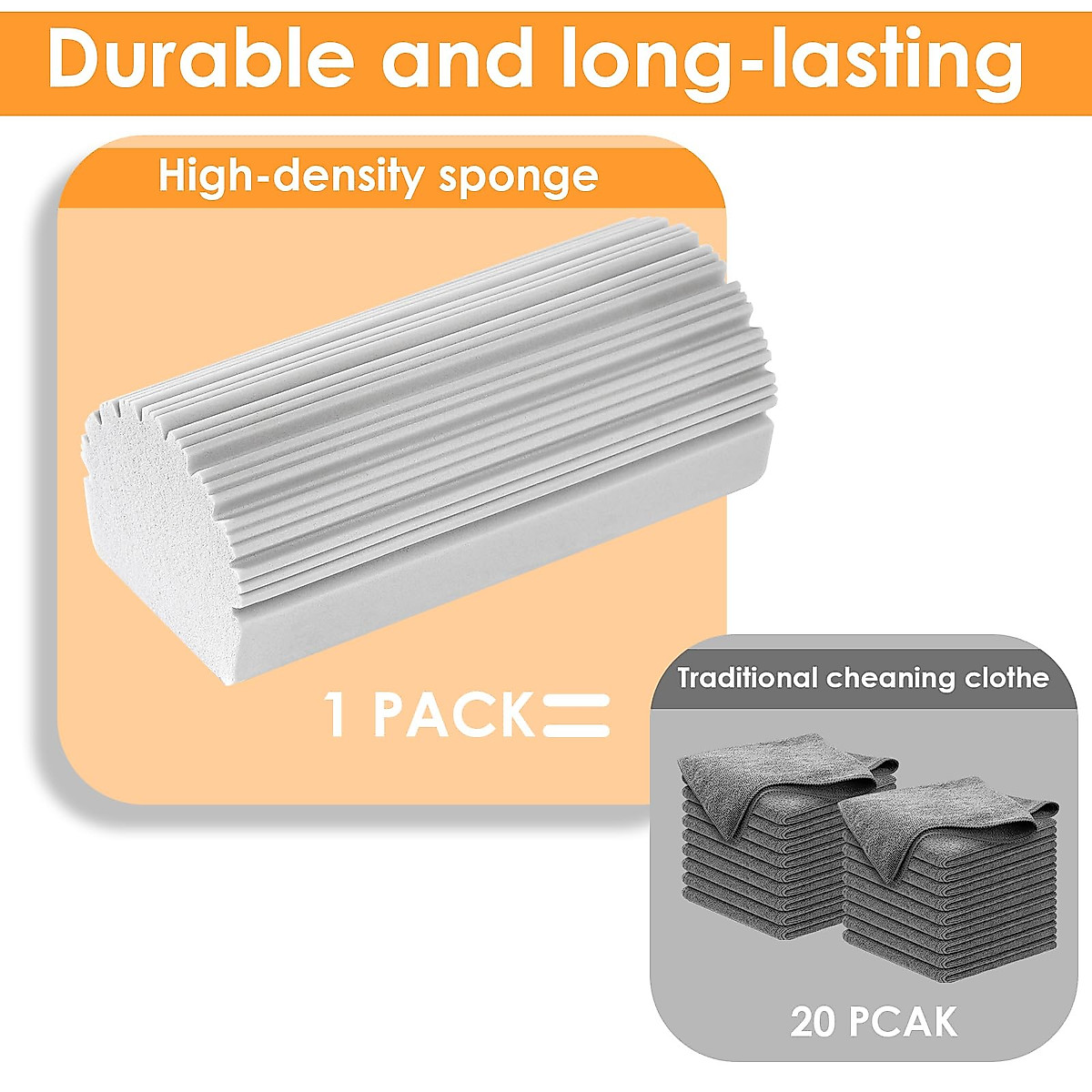 Cheeyxiejoy 2-Pack Damp Clean Duster Sponge,Magic Sponge Eraser for Household Cleaning, Duster for Cleaning Blinds,Dish, Glass, Window Track Grooves,Ceiling Fan, Dusting Sponge with Ridges Grey
