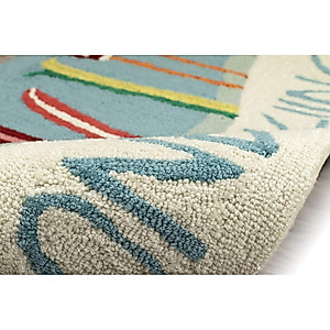 Liora Manne 1845/03 Front Porch Winter Gone Skiing Blue Indoor/Outdoor Rug, 20" X 30", White, Multi