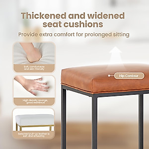 PHI VILLA Brown Bar Stools Set of 4-24 inch Counter Stools for Kitchen Island, Counter Height Bar stools