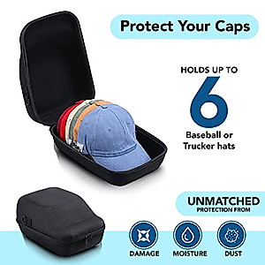 Ozueccr Hard Case, Storage for Baseball Caps with Carrying Handle & Shoulder Strap - This Organizer Holder Protects up to 6 Hats - Perfect for Traveling & At-Home Storage