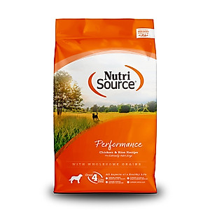 NutriSource Performance Dog Food, Made with Chicken and Rice, with Wholesome Grains, 40LB, Dry Dog Food