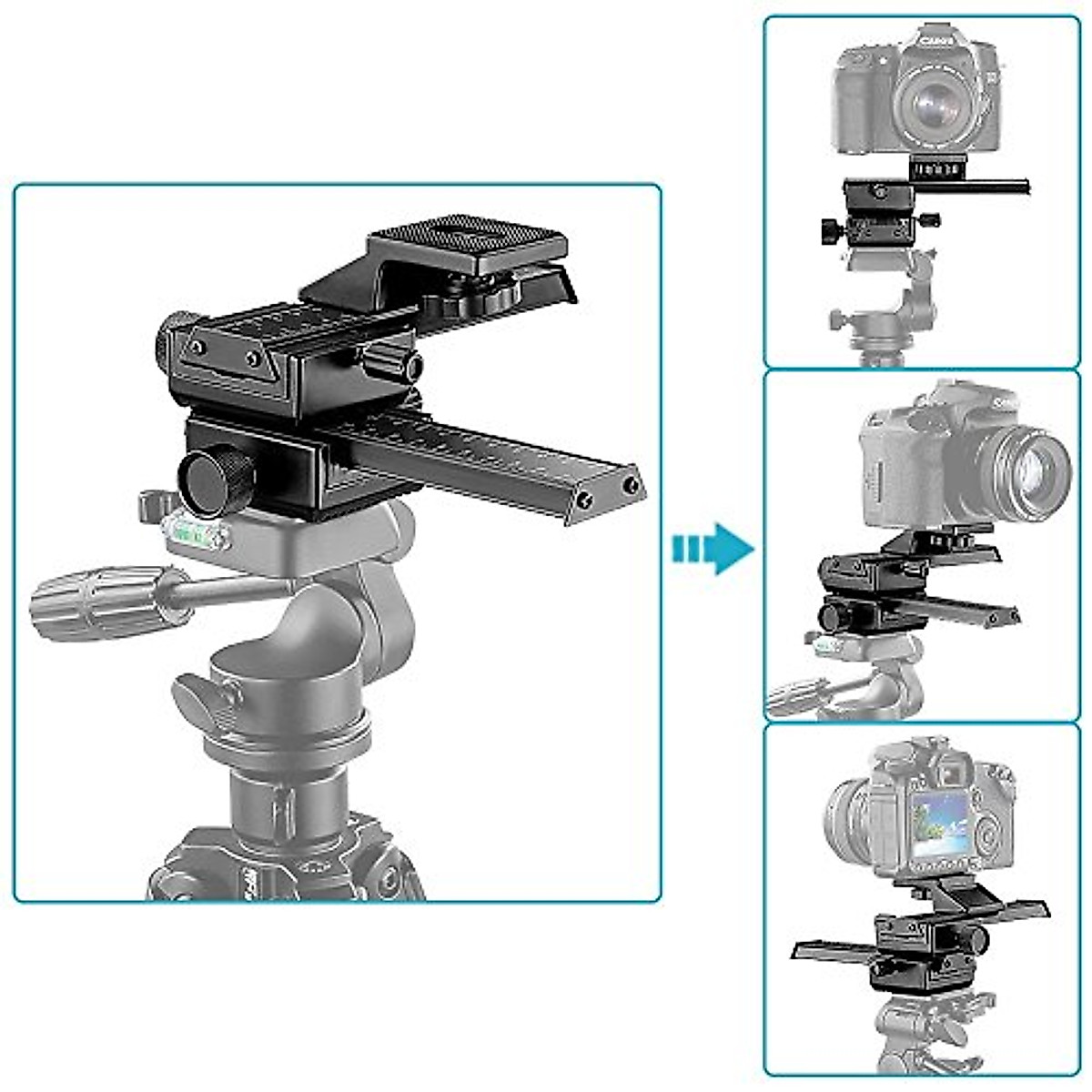 Neewer Pro 4-Way Macro Focusing Focus Rail Slider/Close-Up Shooting for Canon Nikon, Pentax, Olympus, Sony, Samsung and Other Digital SLR Camera and DC with Standard 1/4-Inch Screw Hole