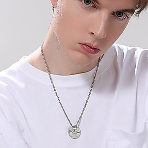 AILUOR Men Women's Dumbbell Pendant Necklace Stainless Steel Couples Barbell Pendant Fitness Gym Sports Dumbbell Weight Lifters Barbell Chain Jewelry (Silver-R)