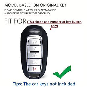 SANRILY Luminous Smart Key Fob Cover Case Fit for Infiniti QX60 QX50 2022 Q50 Q60 2023 QX55 Keyless with Keychain Black