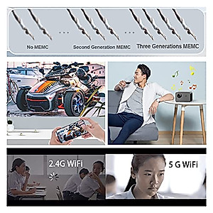 M4000 1080P Projector 4K Support Compatible with Home Theater 2000ANSI Smart TV Android 9.0 WiFi 3D Projector Video Room Beamer (Color : Add Hanger)