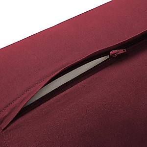 Node Fitness Yoga Meditation Cushion, 25" x 12" Rectangular Bolster with Organic Cotton Cover - Burgundy