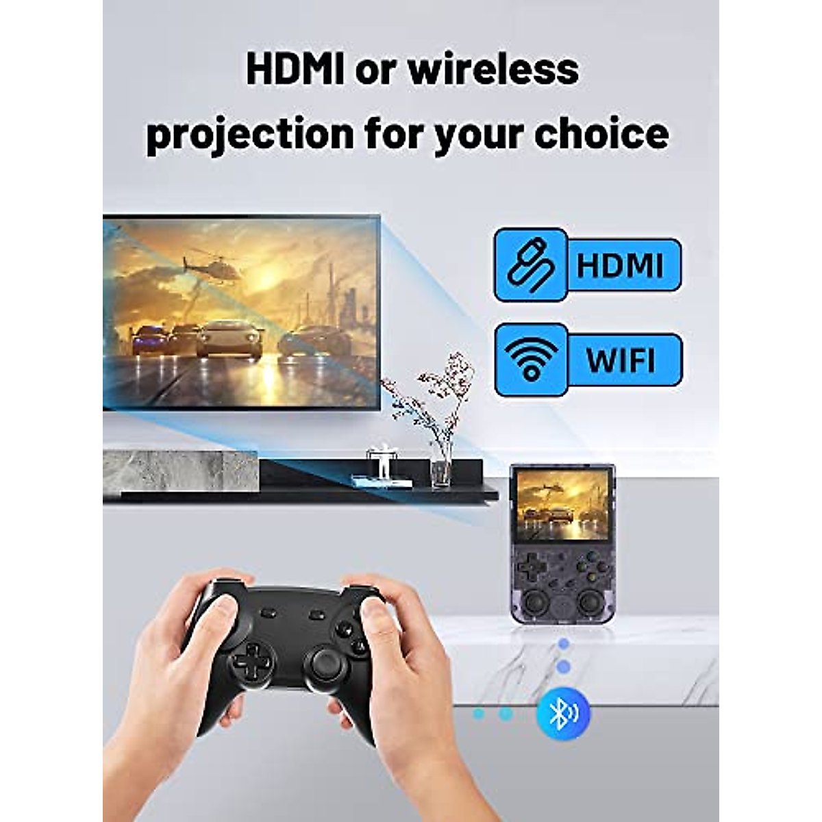 Daxceirry RG353V Retro Handheld Games Console 3.5" IPS Screen Android Linux Dual System RK3566 64 bit WIFI Bluetooth Video Player Pre-Installed 4452 Games Supports Wired Handle (DXR-RG353V-Purple T)