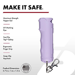 SABRE Pepper Gel with Fast Flip Top, Maximum Strength OC Spray, Snap Clip for Easy Carry and Fast Access, Finger Grip for More Accurate and Faster Aim, UV Marking Dye, 0.54 fl oz, Easy to Use Safety